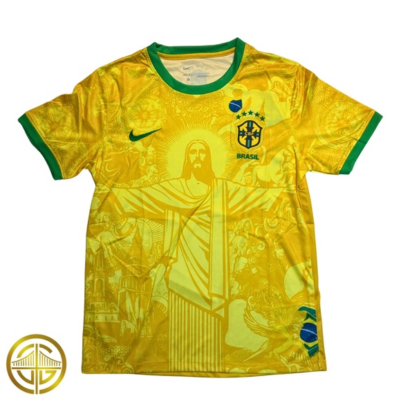 Nike | Shirts | Yellow Soccer Jersey Brazil Jesus Christ Camiseta De ...